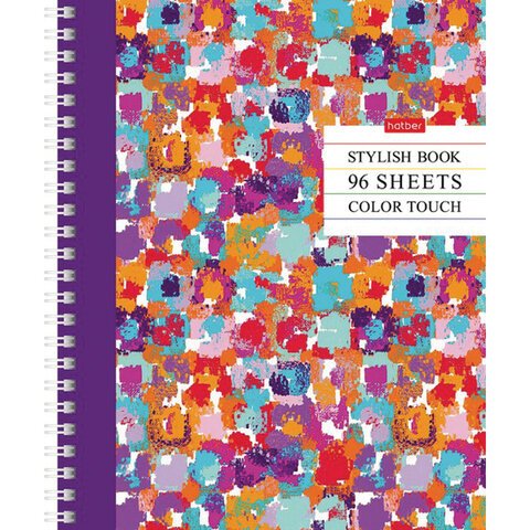 Тетрадь А5, 96 л., HATBER, гребень, клетка, глянцевая ламинация, «Color touch» - купить в Москве ...