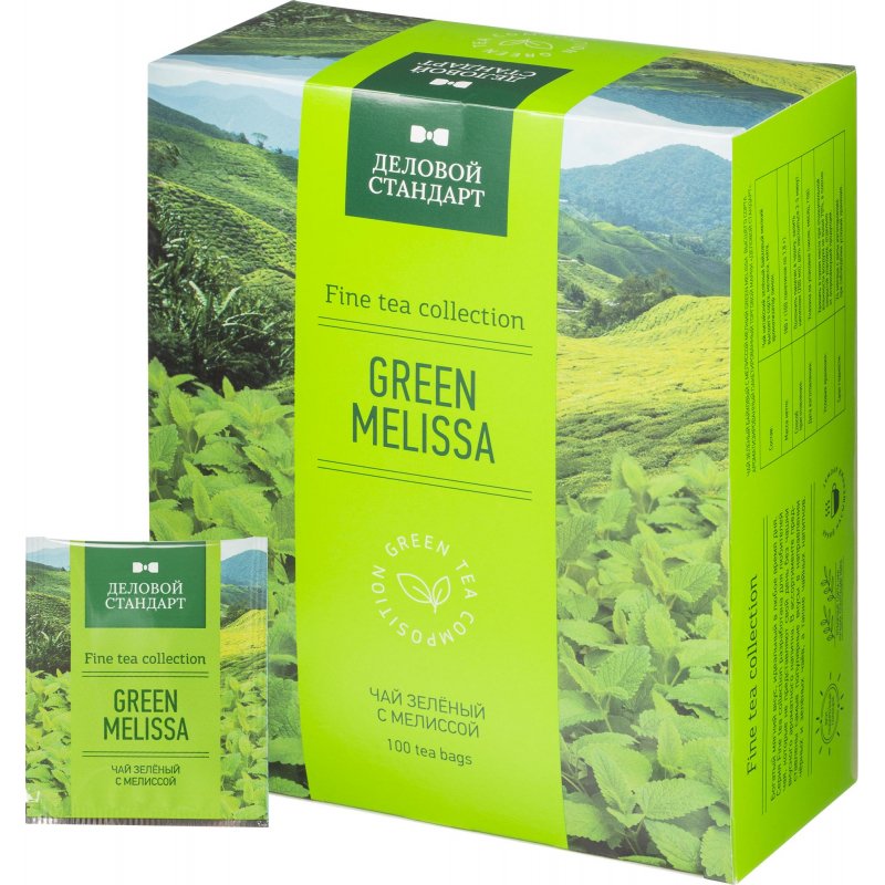 Чай Деловой Стандарт Green Melissa зеленый с мелиссой 100 пакетиков арт ...