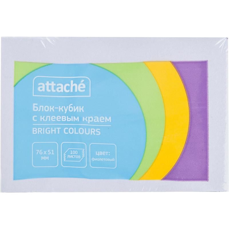 Стикеры Attache Bright colours 76×51 мм пастельные фиолетовые (1 блок,100 листов) арт. 1234029 ...