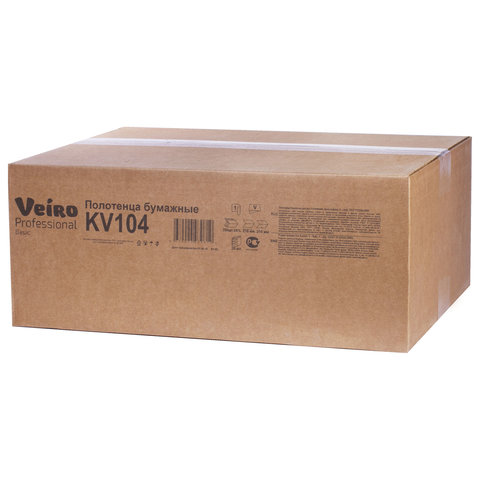 Полотенца бумажные листовые Veiro Professional F1 Basic V-сложения 1-слойные 20 пачек по 250 ...