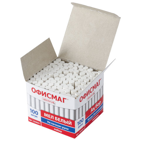 Мел белый ОФИСМАГ, АНТИПЫЛЬ, набор 100 штук, круглый - купить в Москве ...