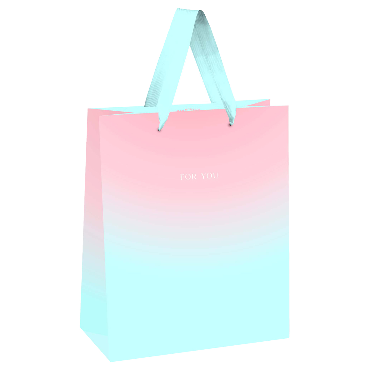 Пакет подарочный 18×23×10см MESHU «Duotone. Mint-Pink gradient», отд. фольгой, матовая ламинация ...