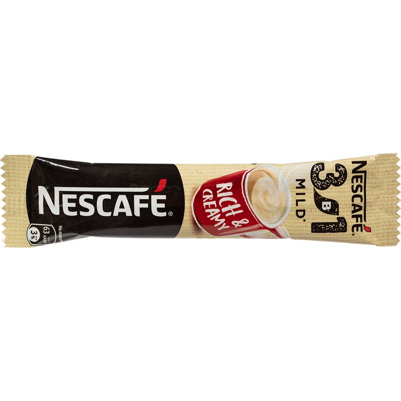 Кофе порционный растворимый Nescafe 3 в 1 мягкий 20 пакетиков по 14.5 г ...