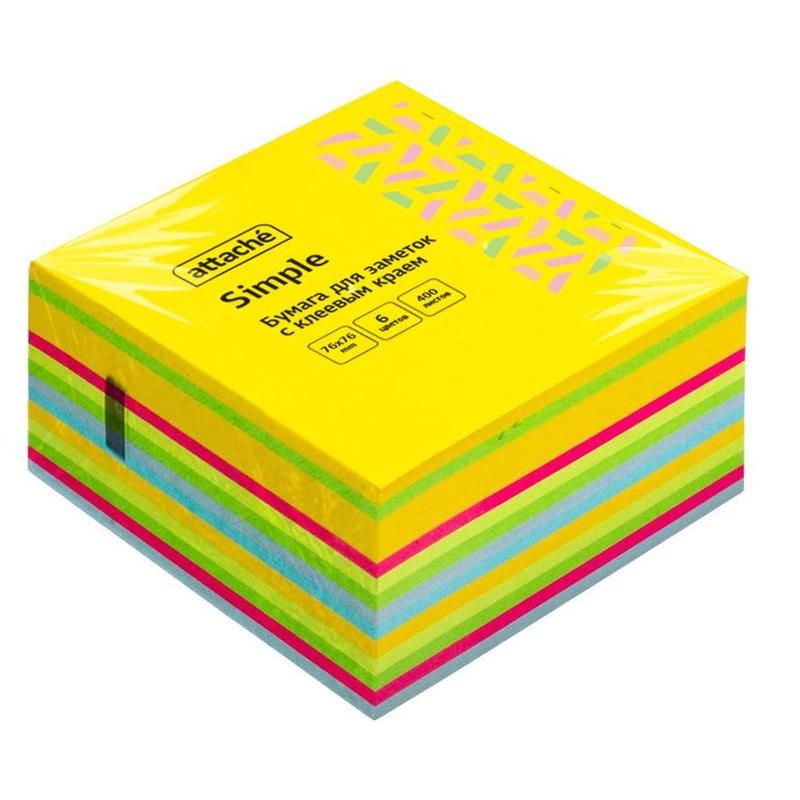 Стикеры 76×76 мм Attache Bright colours Мармелад неоновые 6 цветов (1 ...