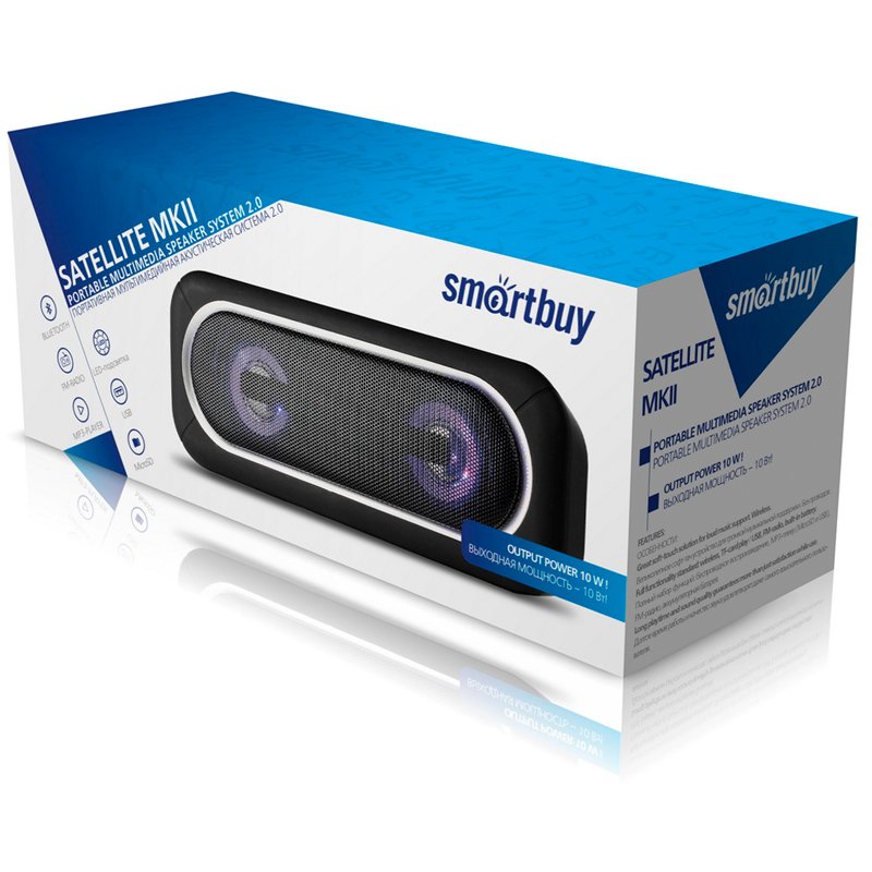 Колонка портативная Smartbuy Satellit 2, 2×5Вт, Bluetooth, MP3, FM ...