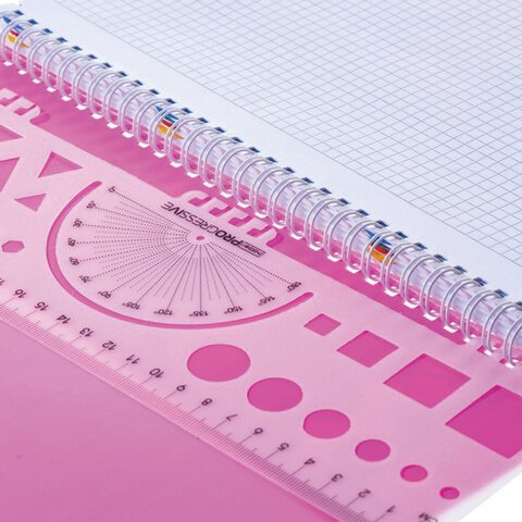 Тетрадь А4, 96 л., HATBER, гребень, клетка, обложка пластик, 4 разделителя, DIAMOND-розовый ...