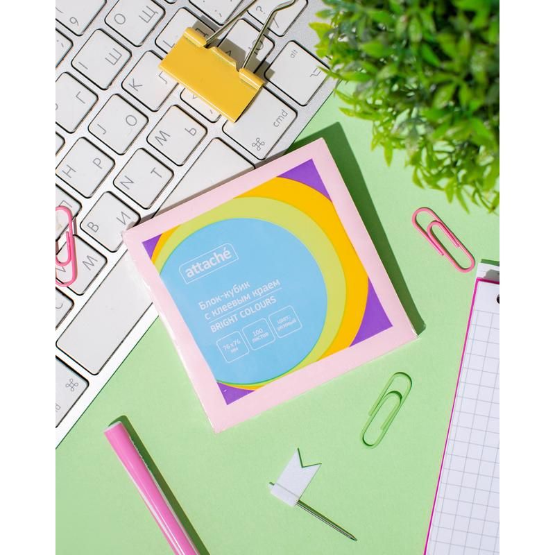 Стикеры Attache Bright colours 76×76 мм пастельные розовые (1 блок,100 листов) арт. 1248997 ...