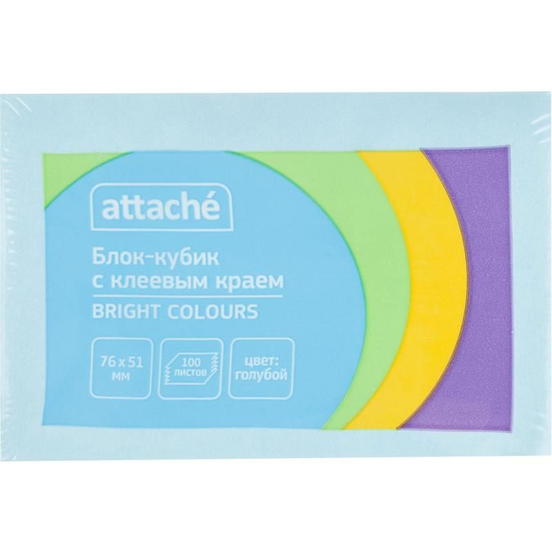 Стикеры Attache Bright colours 76×51 мм пастельные голубые (1 блок,100 листов) арт. 1239451 ...
