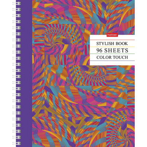 Тетрадь А5, 96 л., HATBER, гребень, клетка, глянцевая ламинация, «Color touch» - купить в Москве ...