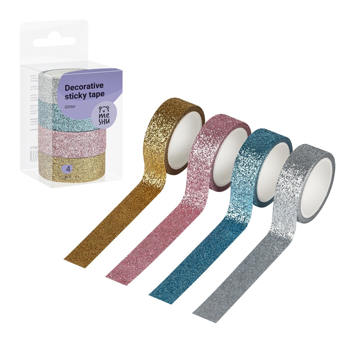 Набор клейких декоративных лент MESHU «Glitter», 4шт - купить в Москве оптом и в розницу в ...