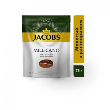 Кофе Jacobs Monarch Millicano раств.с молотым 75г пакет арт. 41125 ...