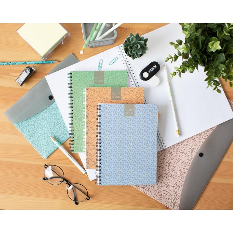 Бизнес-тетрадь Attache Fleur Лазурь A5 96 листов разноцветная в точку на спирали (145×203 мм ...