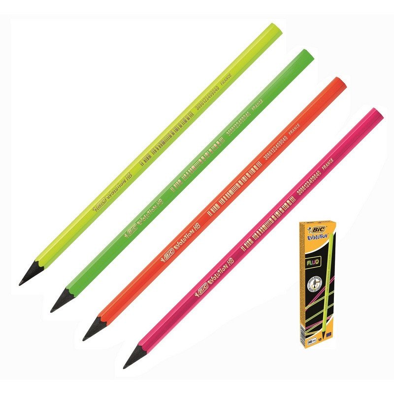 Карандаш чернографитный BIC Evolution Fluo HB заточенный - купить в Москве оптом и в розницу в ...