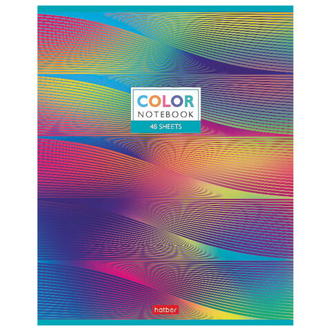Тетрадь А5 48 л. HATBER скоба, клетка, металлизированный картон, «Color» (5 видов в спайке ...