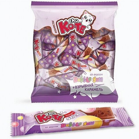 Конфеты шоколадные CHO КО-ТЕ со вкусом Bubble Gum и взрывной ...