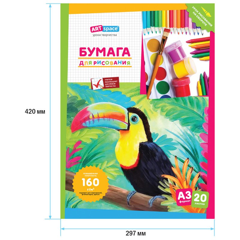 Папка для рисования А3, ArtSpace, 20л., 160г/м2 арт. 1091719 - купить в ...