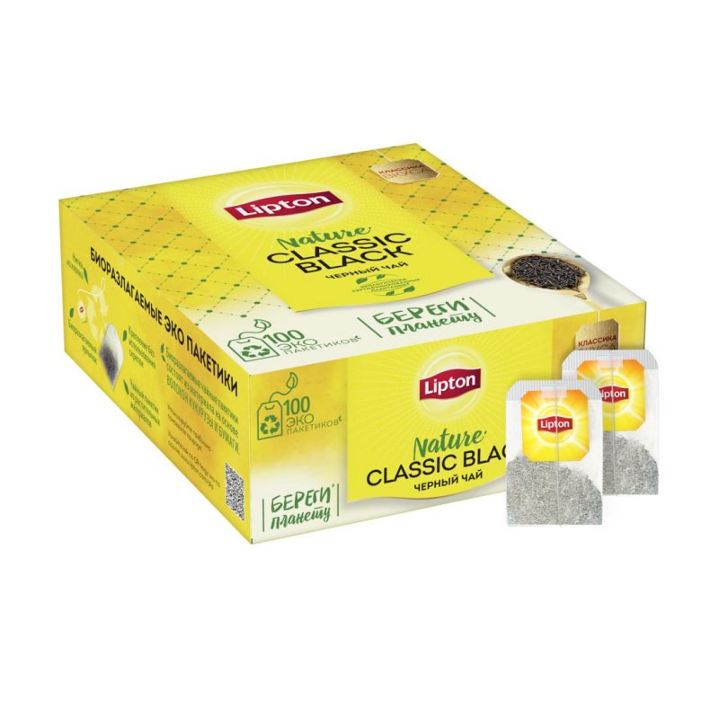 Чай LIPTON «Black Classic», черный, 100 пакетиков с ярлычками по 1.8 г ...