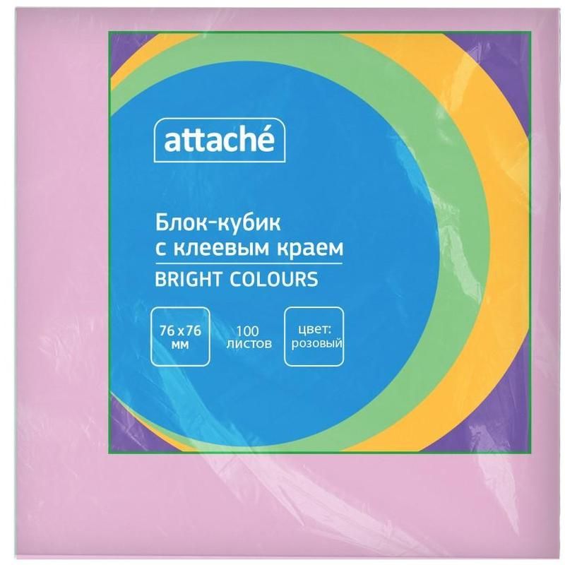 Стикеры Attache Bright colours 76×76 мм пастельные розовые (1 блок,100 листов) арт. 1248997 ...