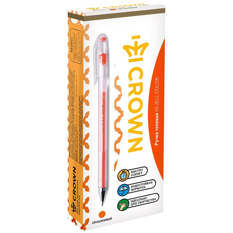 Ручка гелевая Crown «Hi-Jell Color» оранжевая, 0.7мм - купить в Москве ...