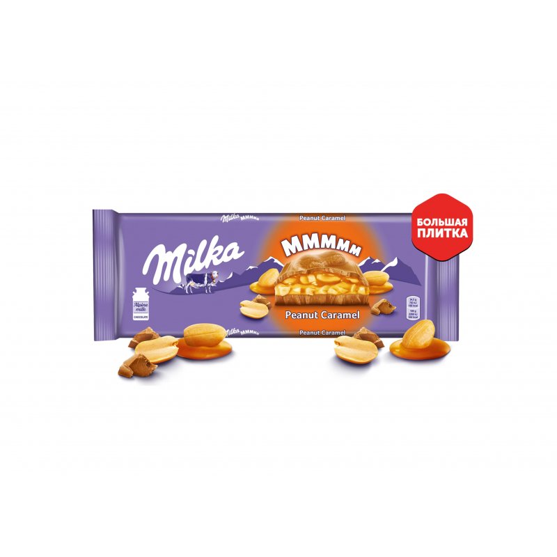 Шоколад Milka молочный с карамельной начинкой, арахисом и воздушный ...