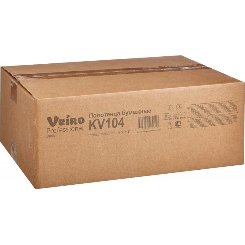 Полотенца бумажные листовые Veiro Professional F1 Basic V-сложения 1-слойные 20 пачек по 250 ...