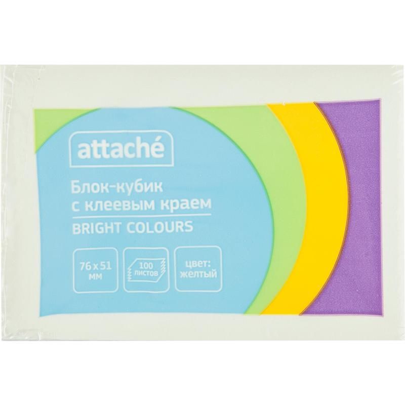 Стикеры Attache Bright colours 76×51 мм пастельные желтые (1 блок,100 листов) арт. 1227703 ...