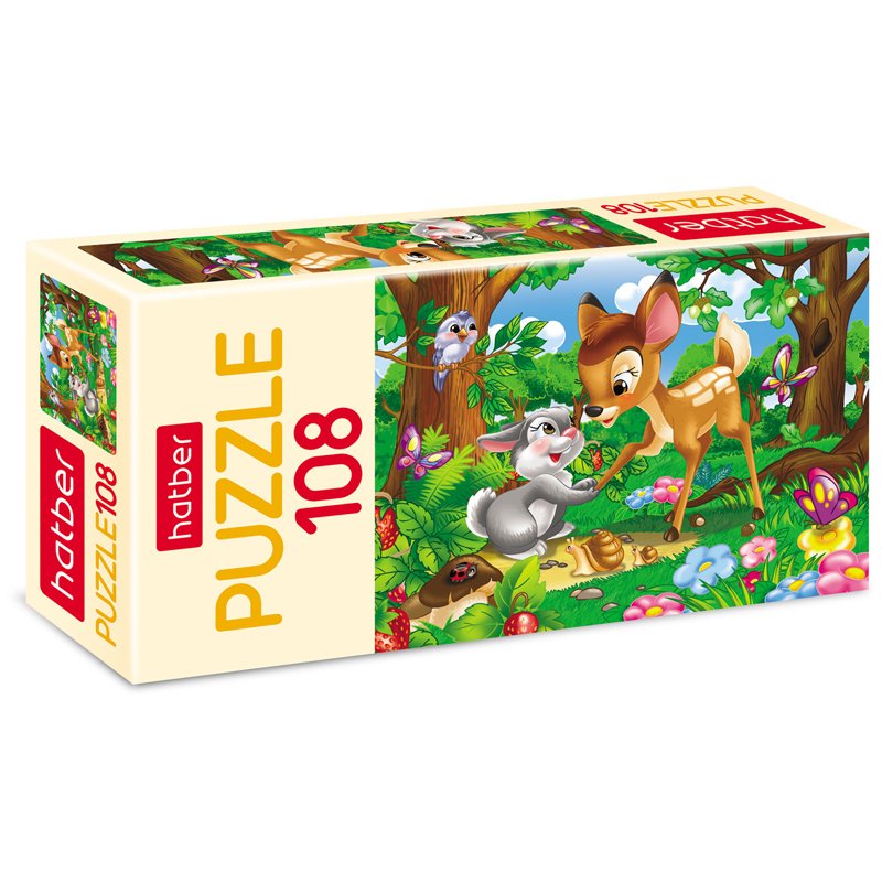 Пазл 108 эл. mini Hatber «Олененок и зайчонок» - купить в Москве оптом и в розницу в интернет ...