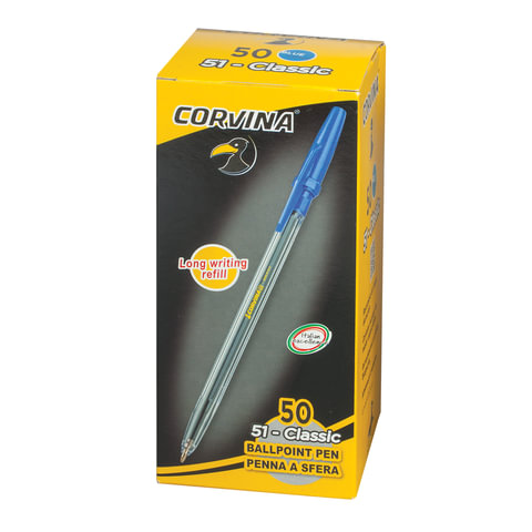 Ручка шариковая Corvina 51, корпус прозрачный, 1мм, синяя - купить в ...